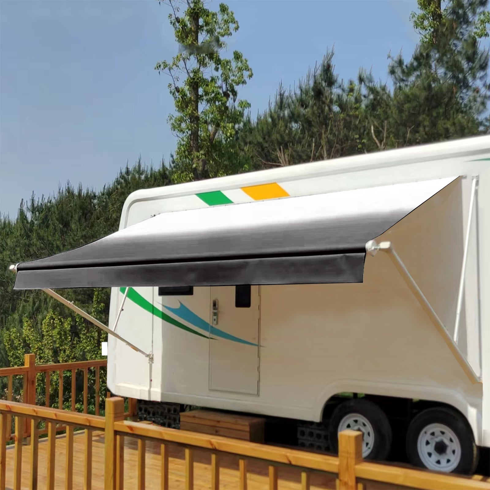 BLACK-QINGNUO RV PATIO MANUAL AWNING -WHITE FRAME---BLACK – qingnuogrille